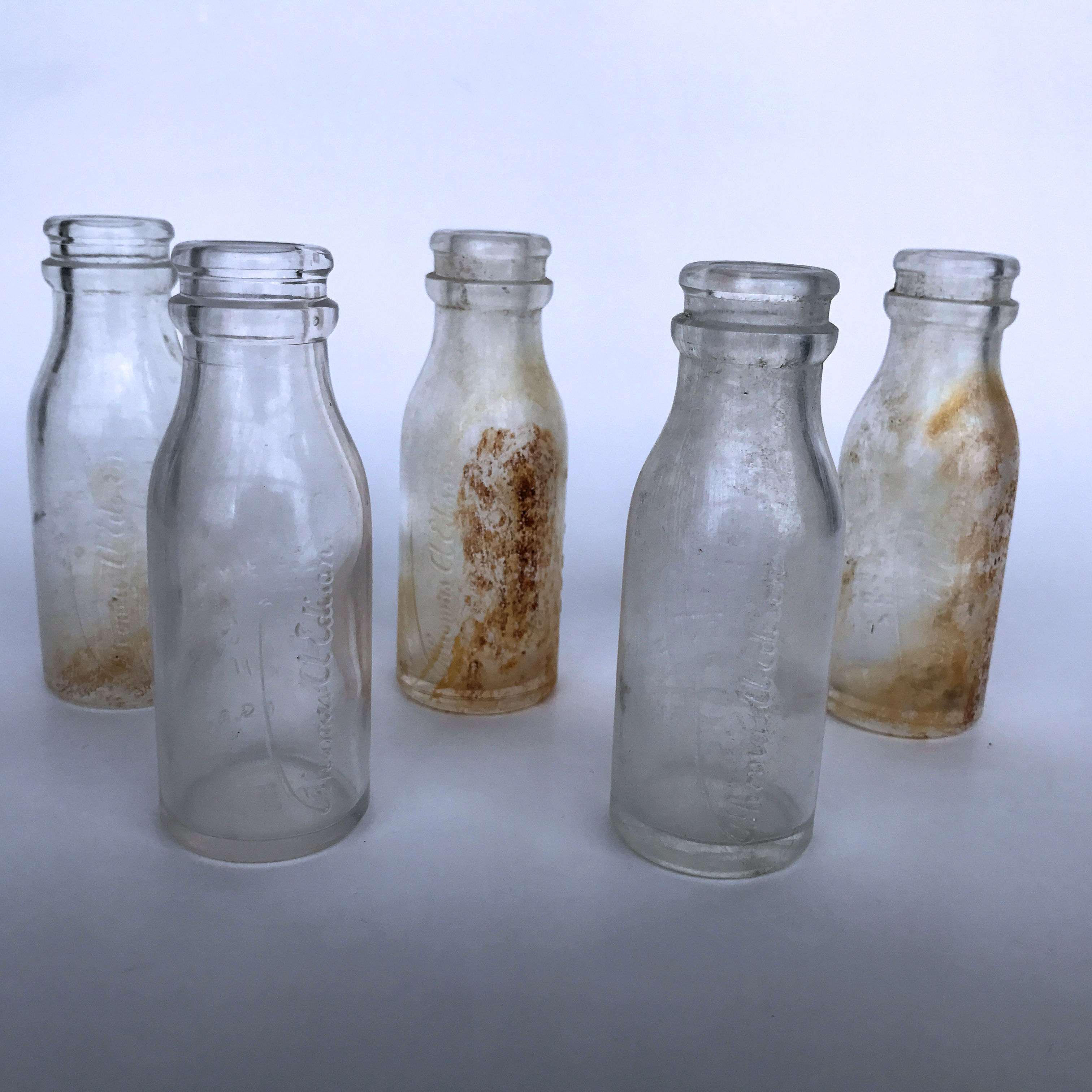 Vintage Glass Thomas A Edison Battery Oil Bottles Lot of 5 Bloomfield ...